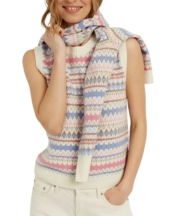 Chinti & Parker Fair Isle Wool Cashmere V-neck Tank - Cream