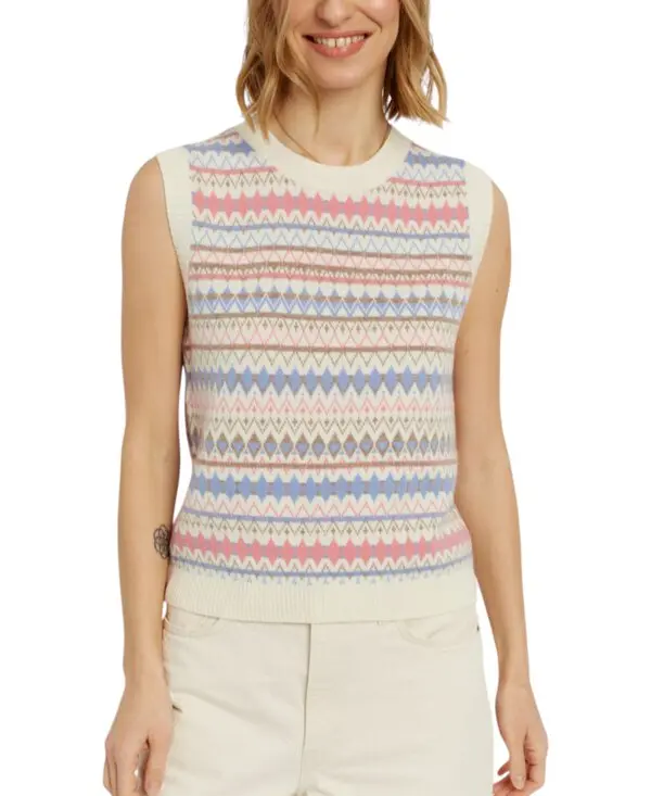 Chinti & Parker Fair Isle Wool Cashmere V-neck Tank