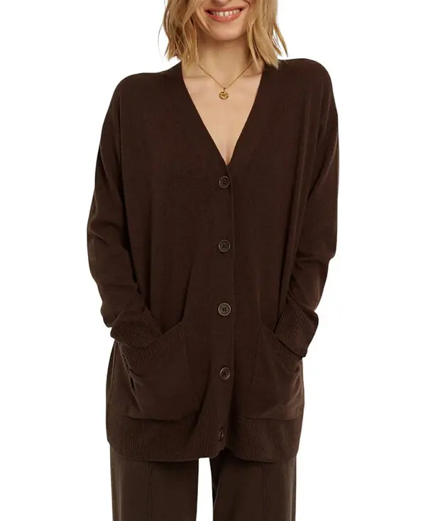 Chinti & Parker Long Wool-cashmere Cardigan - Chocolate