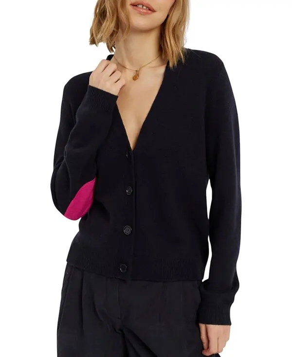 Chinti & Parker Wool-cashmere Elbow Patch Cardigan - Navy