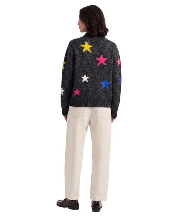Chinti & Parker Wool-cashmere Blend Star Roll Neck Sweater - Black