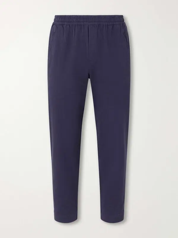 Folk Drawcord Assembly Straight-leg Brushed Cotton Trousers - Navy