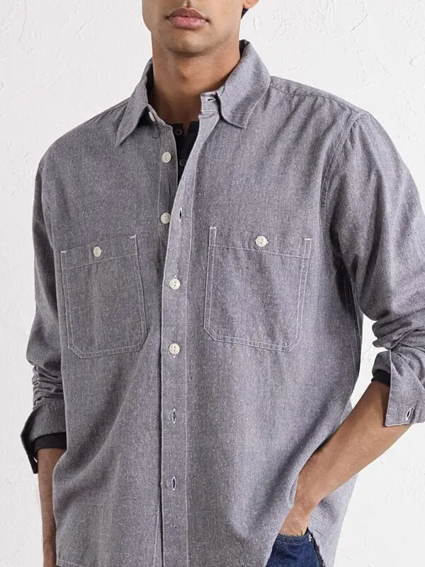 3sixteen Utility Cotton And Silk-blend Chambray Shirt