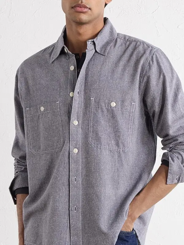 3sixteen Utility Cotton And Silk-blend Chambray Shirt
