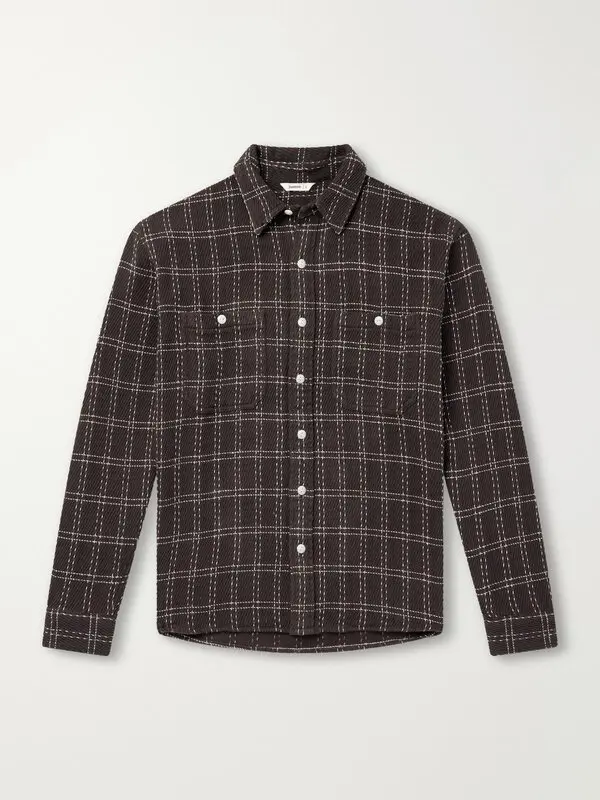 3sixteen Utility Checked Cotton-flannel Shirt - Brown