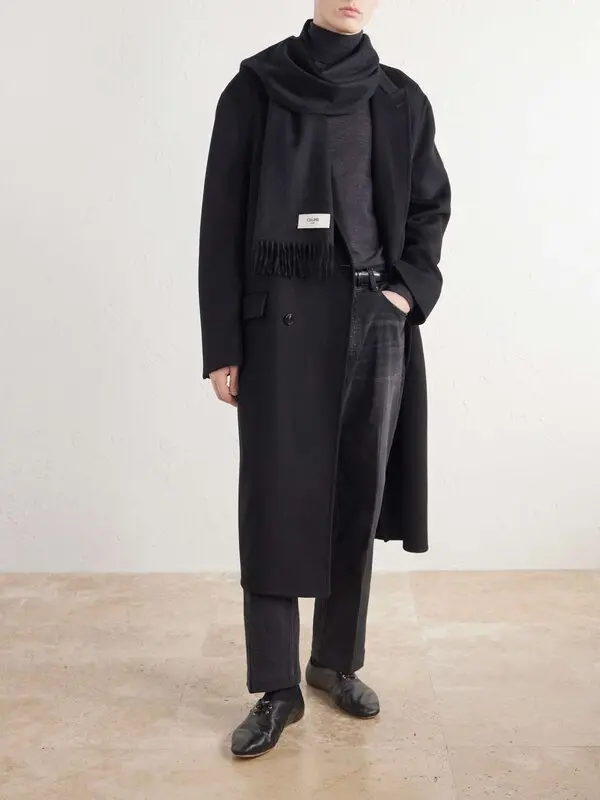Celine Logo-appliquéd Fringed Cashmere Scarf