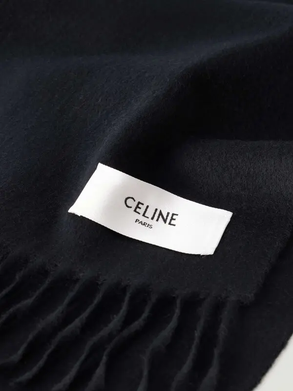 Celine Logo-appliquéd Fringed Cashmere Scarf