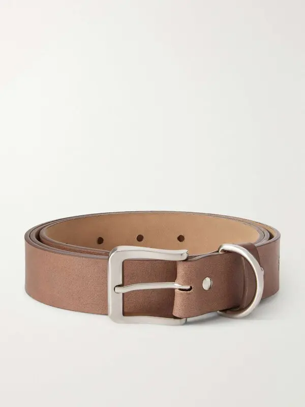 Folk Curve 2.5cm Leather Belt - Brown