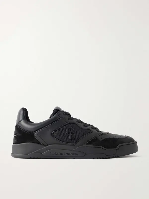 CHRISTIAN LOUBOUTIN Basketball 1 Retro Suede And Mesh-trimmed Leather Sneakers - Black