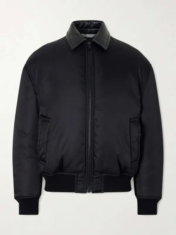 Balenciaga Coccon Leather-trimmed Padded Shell Bomber Jacket - Black