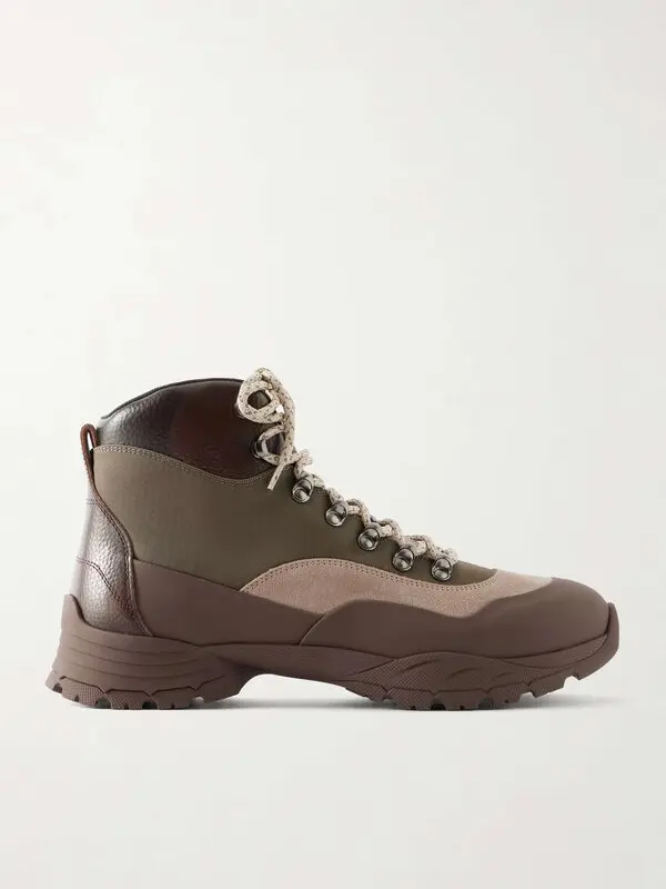 Brunello Cucinelli Paneled Suede And Leather-trimmed Rubber Hiking Boots - Brown
