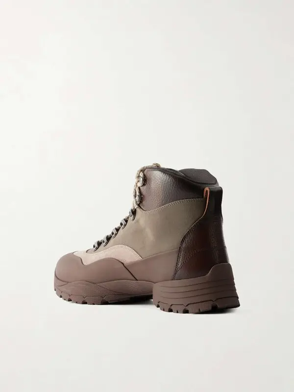 Brunello Cucinelli Paneled Suede And Leather-trimmed Rubber Hiking Boots