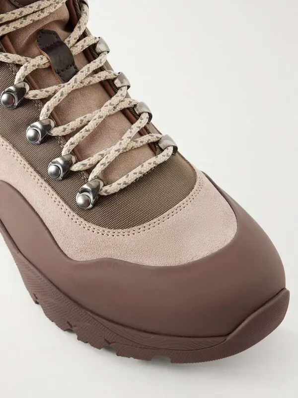 Brunello Cucinelli Paneled Suede And Leather-trimmed Rubber Hiking Boots