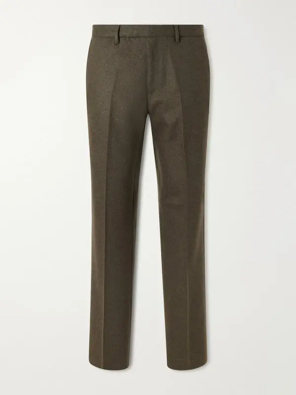 Sunspel Straight-leg Wool Brushed Trousers