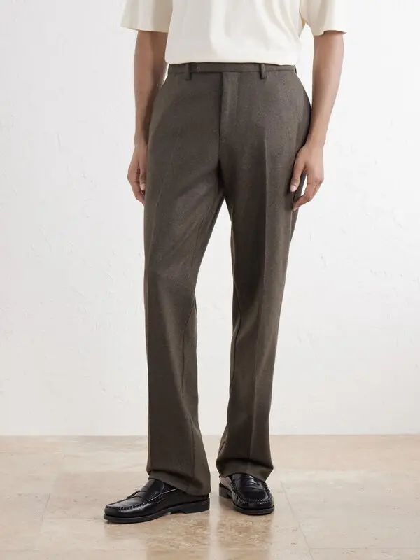 Sunspel Straight-leg Wool Brushed Trousers