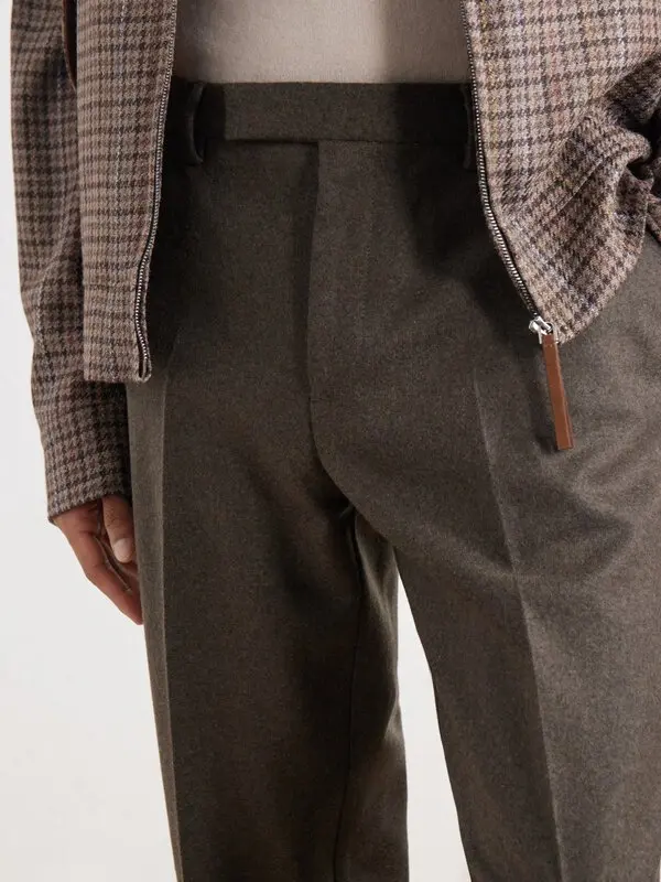 Sunspel Straight-leg Wool Brushed Trousers