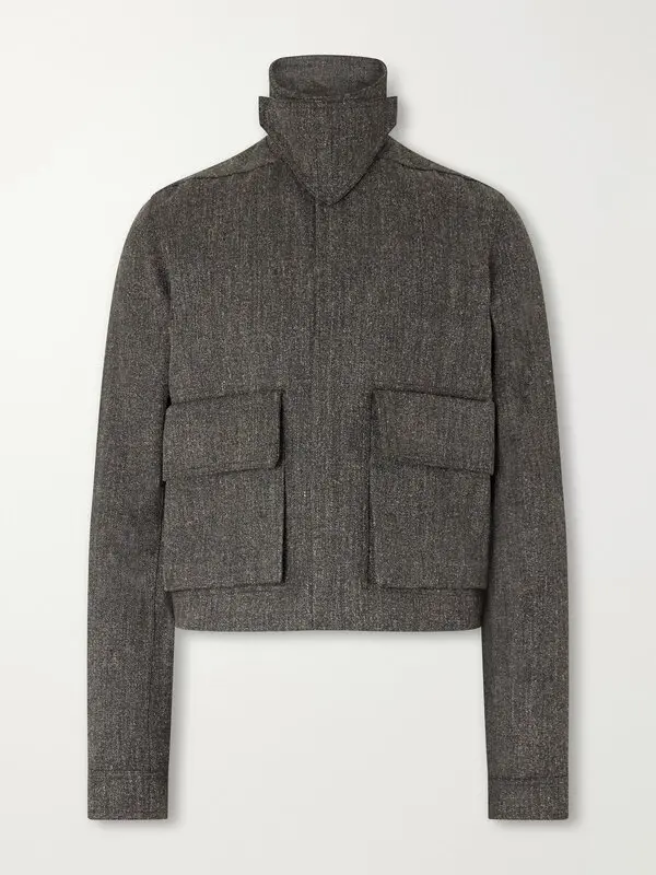 Rick Owens Tower Alice Mélange Wool Bomber Jacket - Gray
