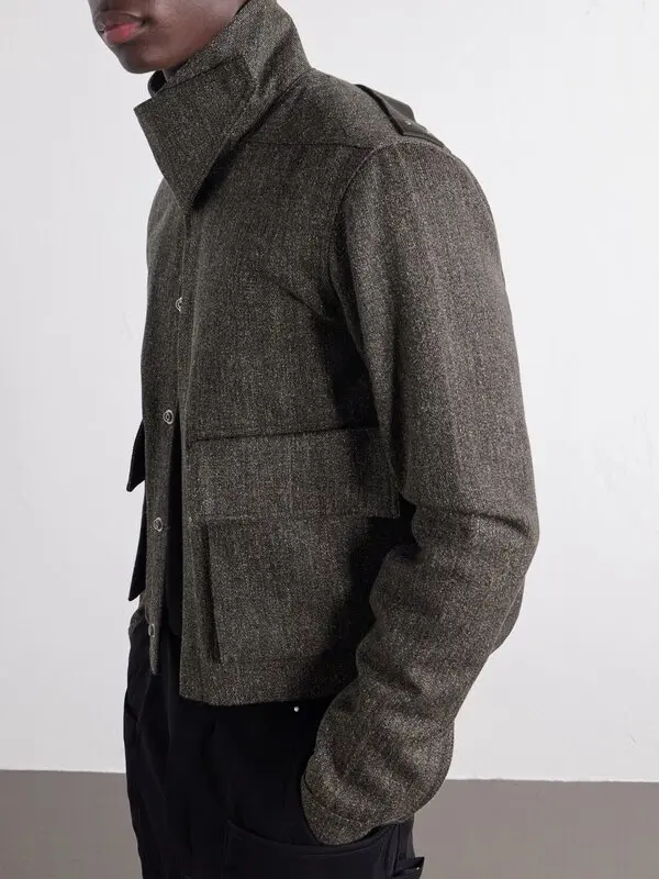 Rick Owens Tower Alice Mélange Wool Bomber Jacket - Gray