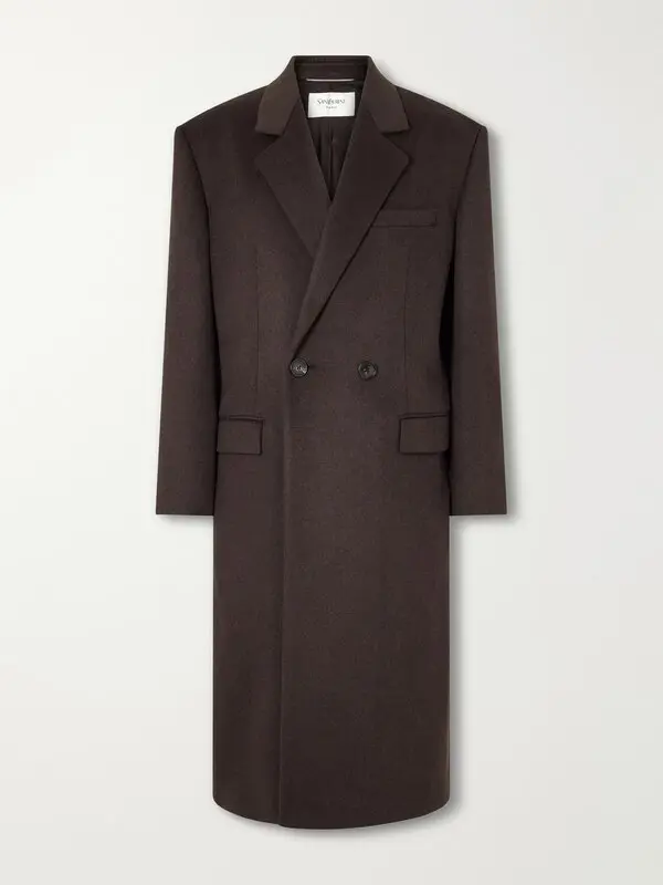 Saint Laurent Double-breasted Felted-wool Coat - Brown