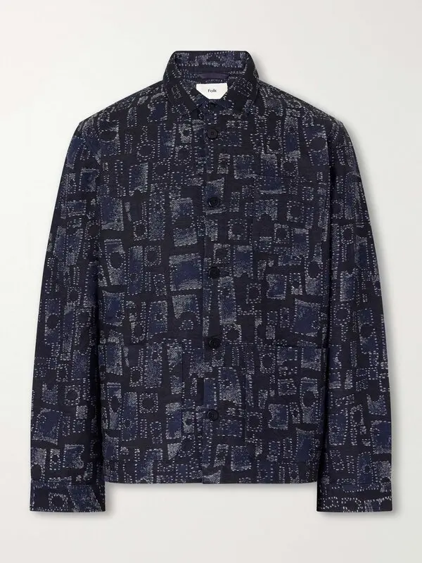 Folk Assembly Jacquard Cotton-blend Jacket - Blue