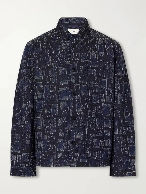 Folk Assembly Jacquard Cotton-blend Jacket - Blue