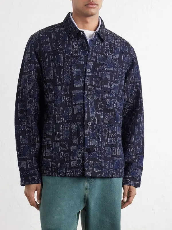 Folk Assembly Jacquard Cotton-blend Jacket - Blue