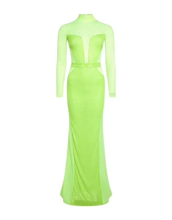 Elisabetta Franchi Maxi Dress Lime Size Polyamide, Elastane