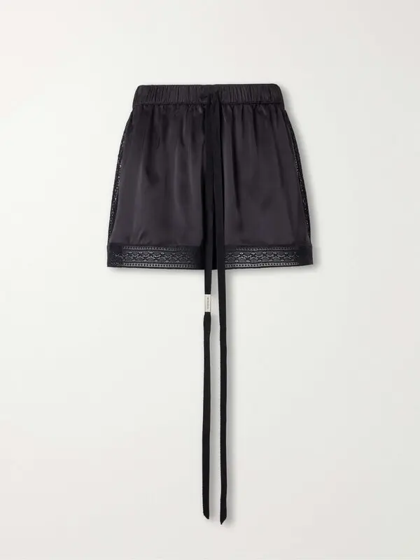 ANN DEMEULEMEESTER Anda Lace-trimmed Silk-satin Shorts - Black