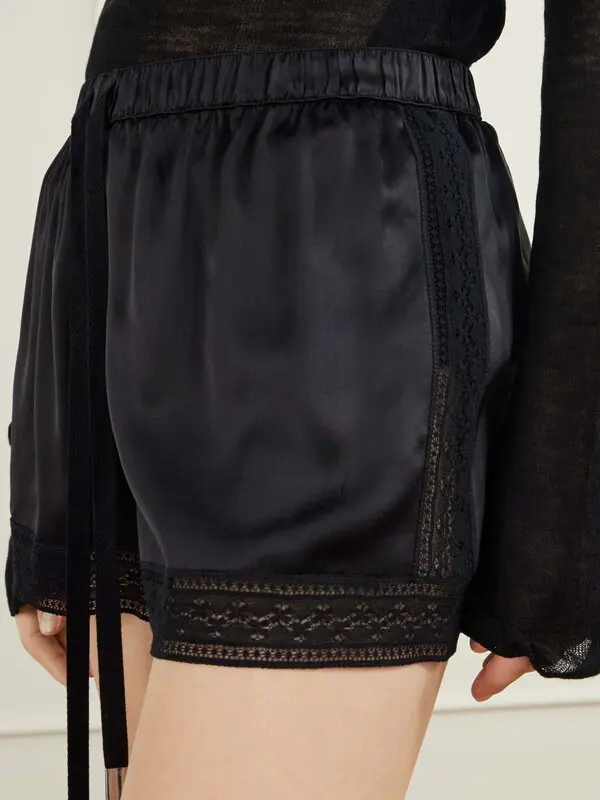 ANN DEMEULEMEESTER Anda Lace-trimmed Silk-satin Shorts