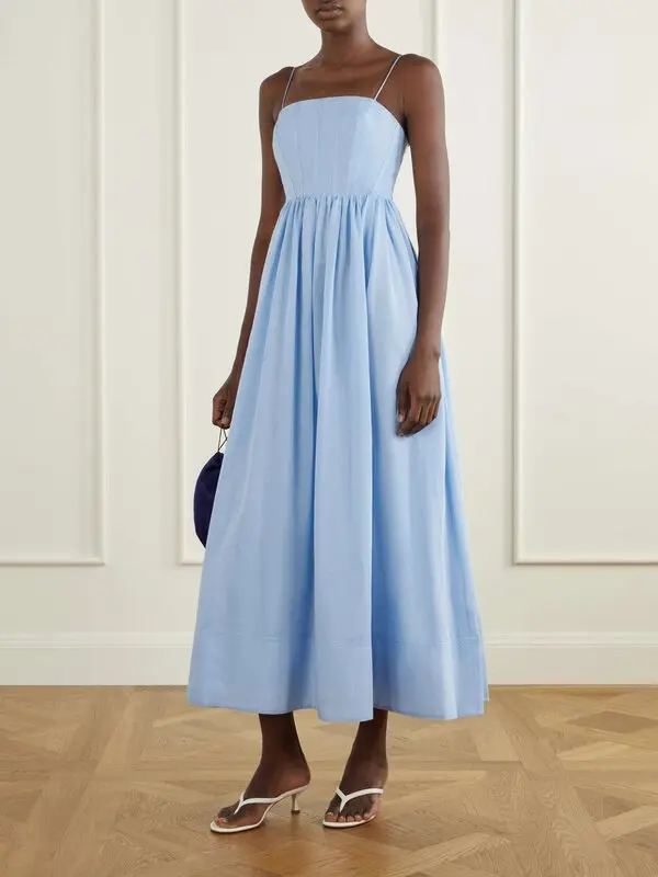 Aje Rosie Cotton And Silk-blend Poplin Maxi Dress