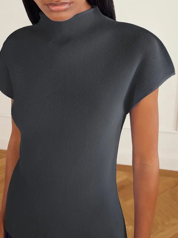Issey Miyake Mist Plissé Blouse - Gray