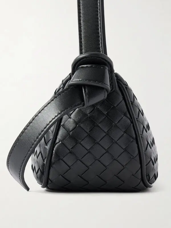 Bottega Veneta Intrecciato 19 Leather Shoulder Bag - Black