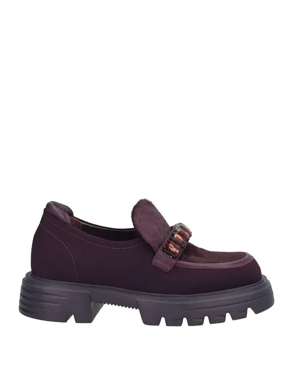 JEANNOT Loafers Size Leather, Textile Fibers - Plum