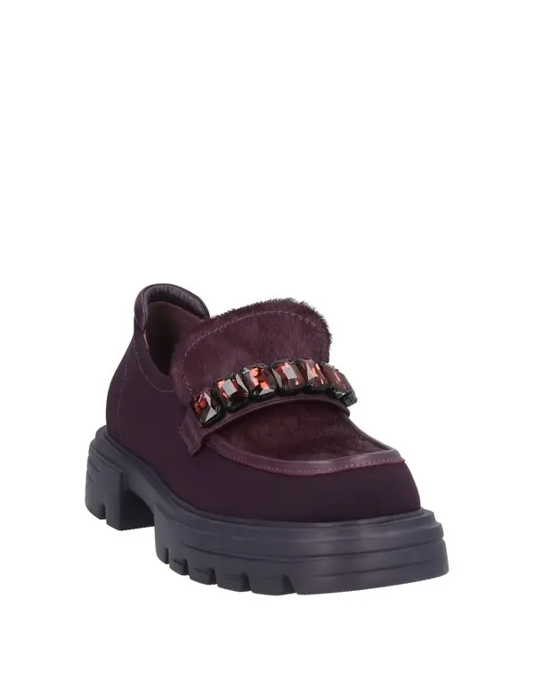 JEANNOT Loafers Size Leather, Textile Fibers - Plum