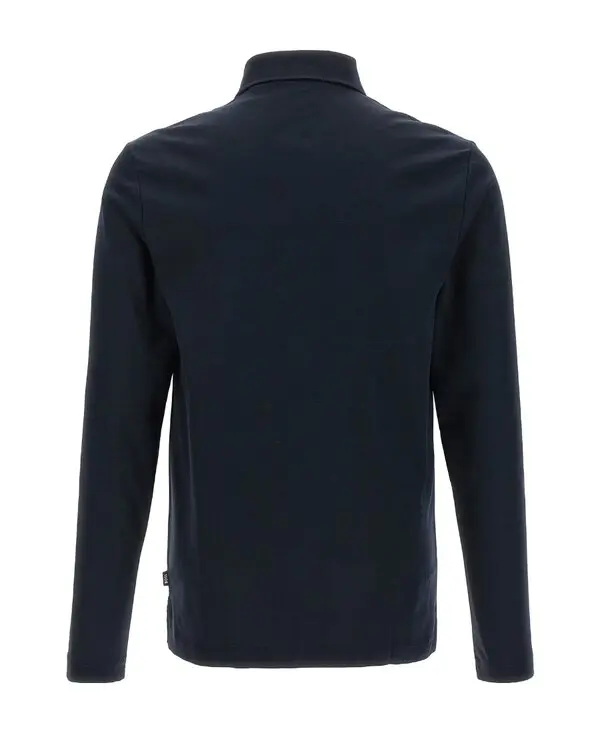 Hugo Boss Logo Patch Long-sleeved Polo Shirt - Black