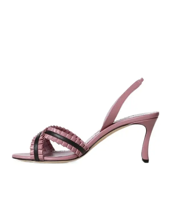 Manolo Blahnik Pleated Strap Heeled Sandals