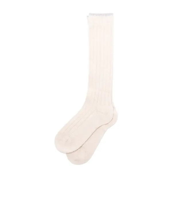 Brunello Cucinelli Ribbed Cashmere Socks - White