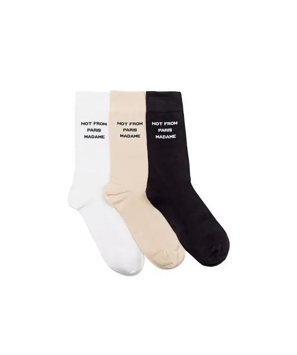 Drole De Monsieur Pack Of Three Intarsia-knit Socks - Black