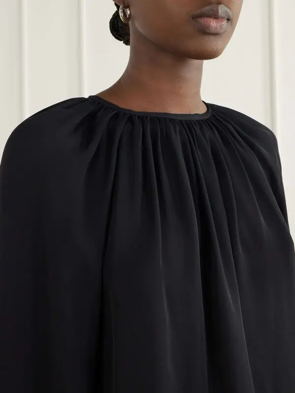NILI LOTAN Saint Tropez Gathered Silk-chiffon Blouse