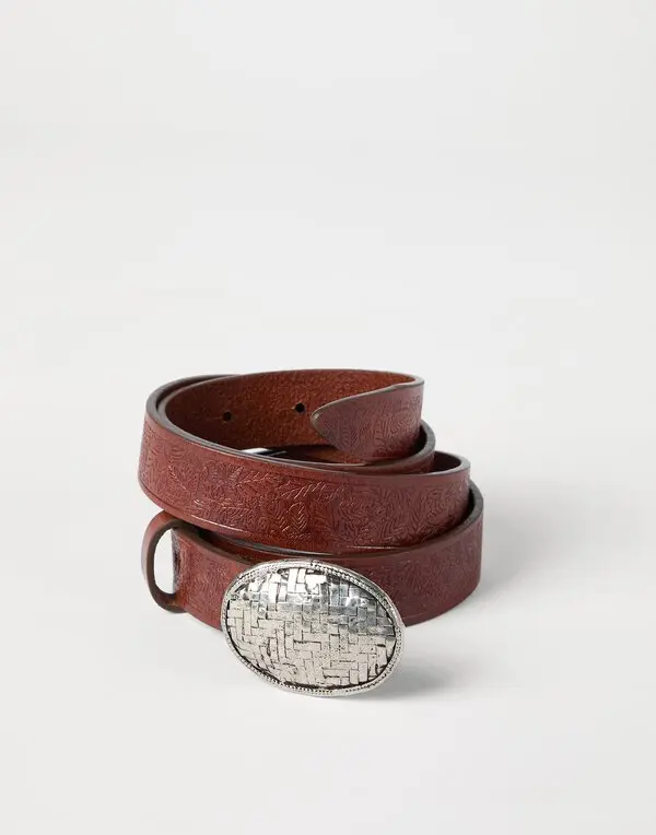 Brunello Cucinelli Leaf Motif Braided Buckle Belt