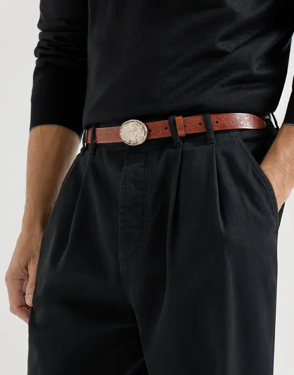 Brunello Cucinelli Leaf Motif Braided Buckle Belt