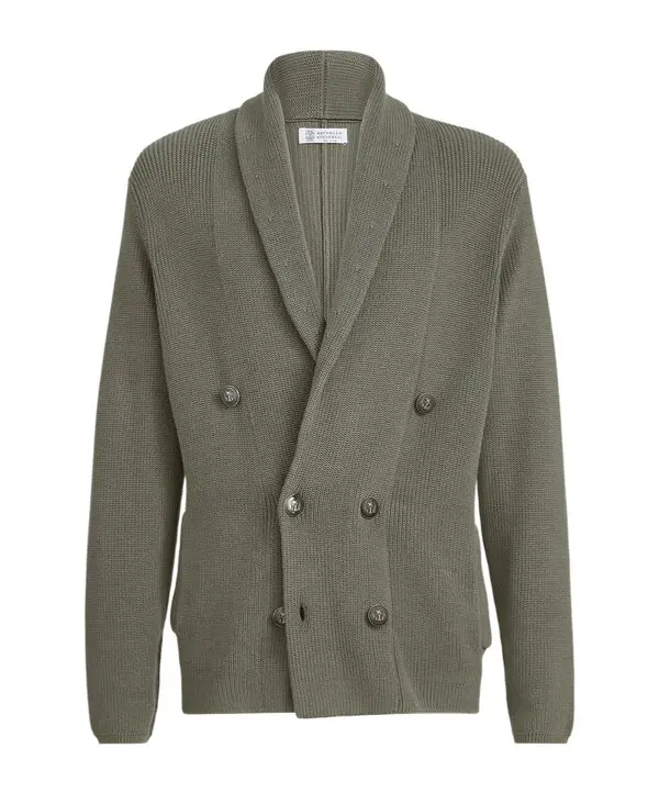 Brunello Cucinelli Double-breasted Knitted Cardigan - Khaki