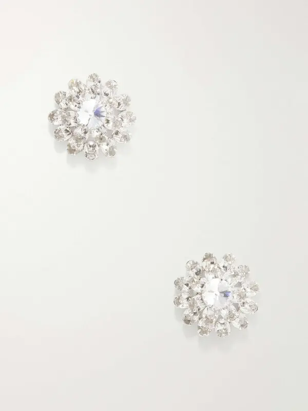 JENNIFER BEHR Neve Crystal-embellished -tone Earrings - Silver