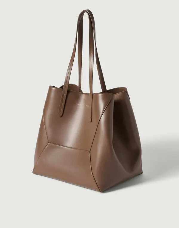 Brunello Cucinelli Calfskin Monili Tote Bag - Brown
