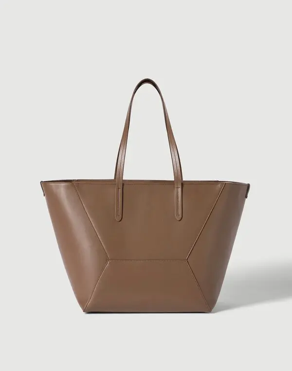 Brunello Cucinelli Calfskin Monili Tote Bag - Brown