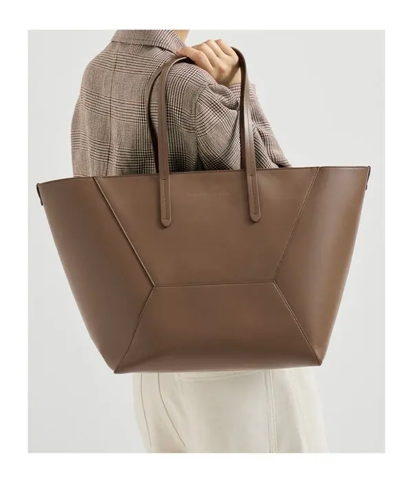 Brunello Cucinelli Calfskin Monili Tote Bag - Brown