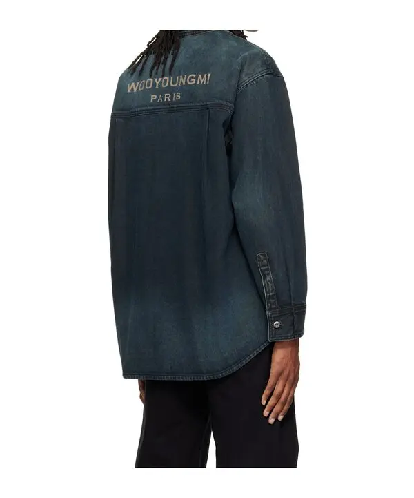 WOOYOUNGMI Back-logo Washed-denim Shirt