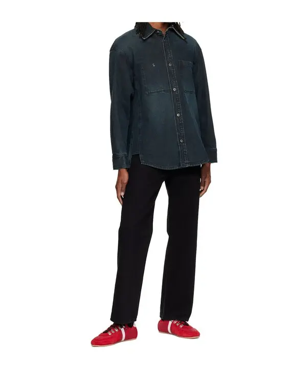 WOOYOUNGMI Back-logo Washed-denim Shirt