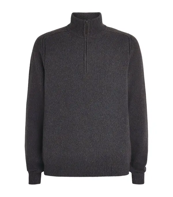 Sease Cashmere Mouliné Half-zip Sweater - Brown