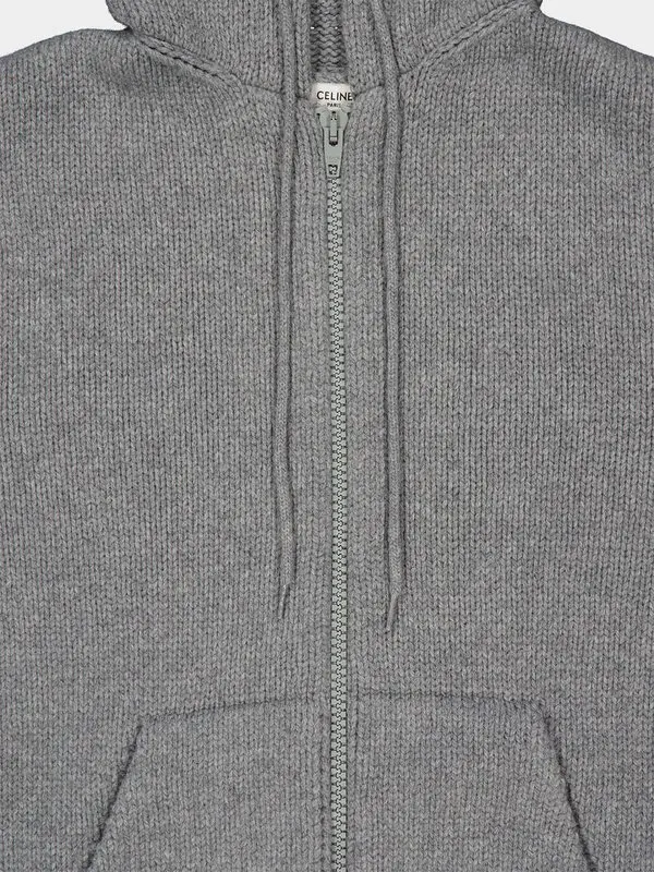 Celine Ribbed-knit Hooded Zip-up Cardigan - Gray/blue